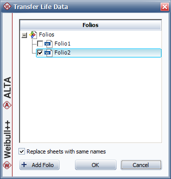 Transferring Data to a Weibull++ Life Data Folio